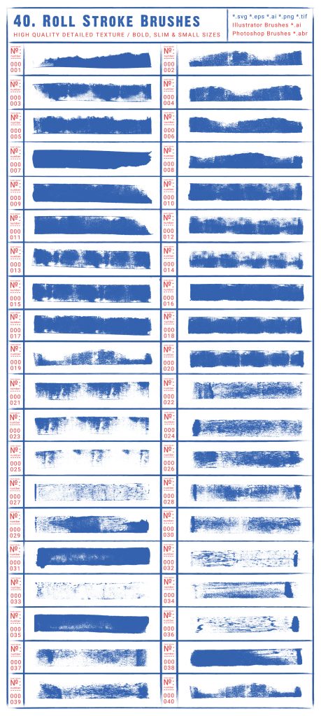 40 Roll Stroke Brushes for Illustrator & Photoshop ~ Textures.World